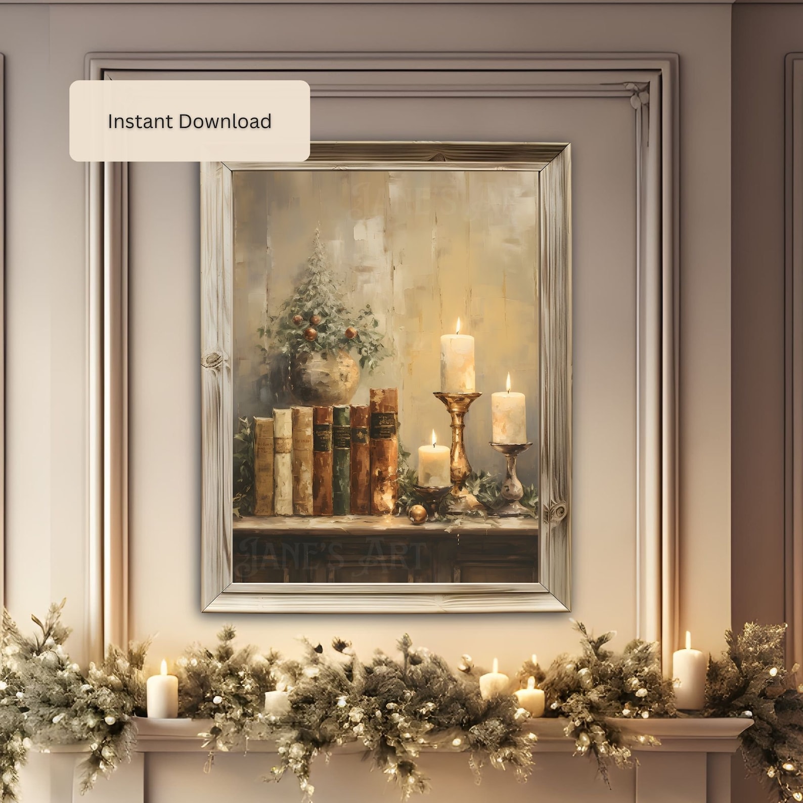 Winter Bookish Printable Wall Art, Cozy Xmas Book Print to Download ...