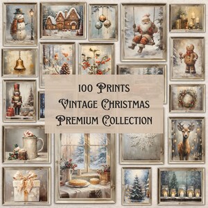 Christmas Prints Mega Bundle, Xmas Digital Art Instant Download Vintage ...