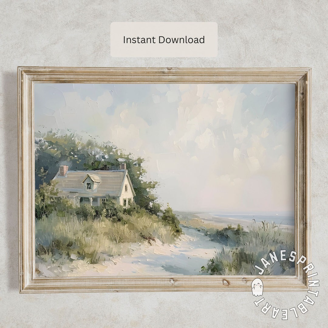 Beach House Print Digital Download, Neutral Seascape Printable Wall Art ...