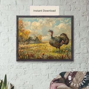 Thanksgiving Art Print Digital Download, Turkey Bird Printable Wall Art ...
