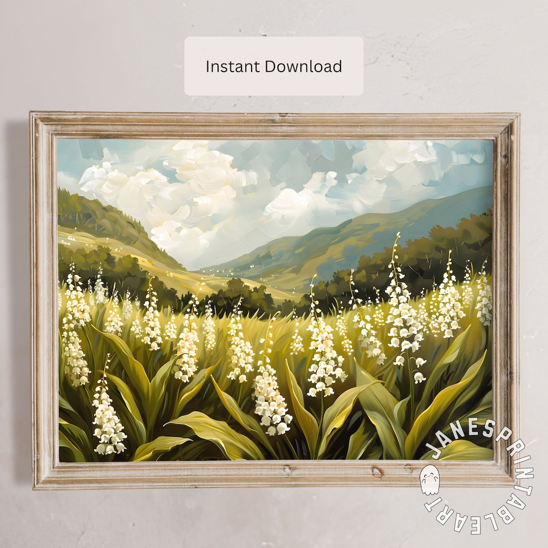 Lily of the Valley Print Digital Download, Floral Meadow in the ...