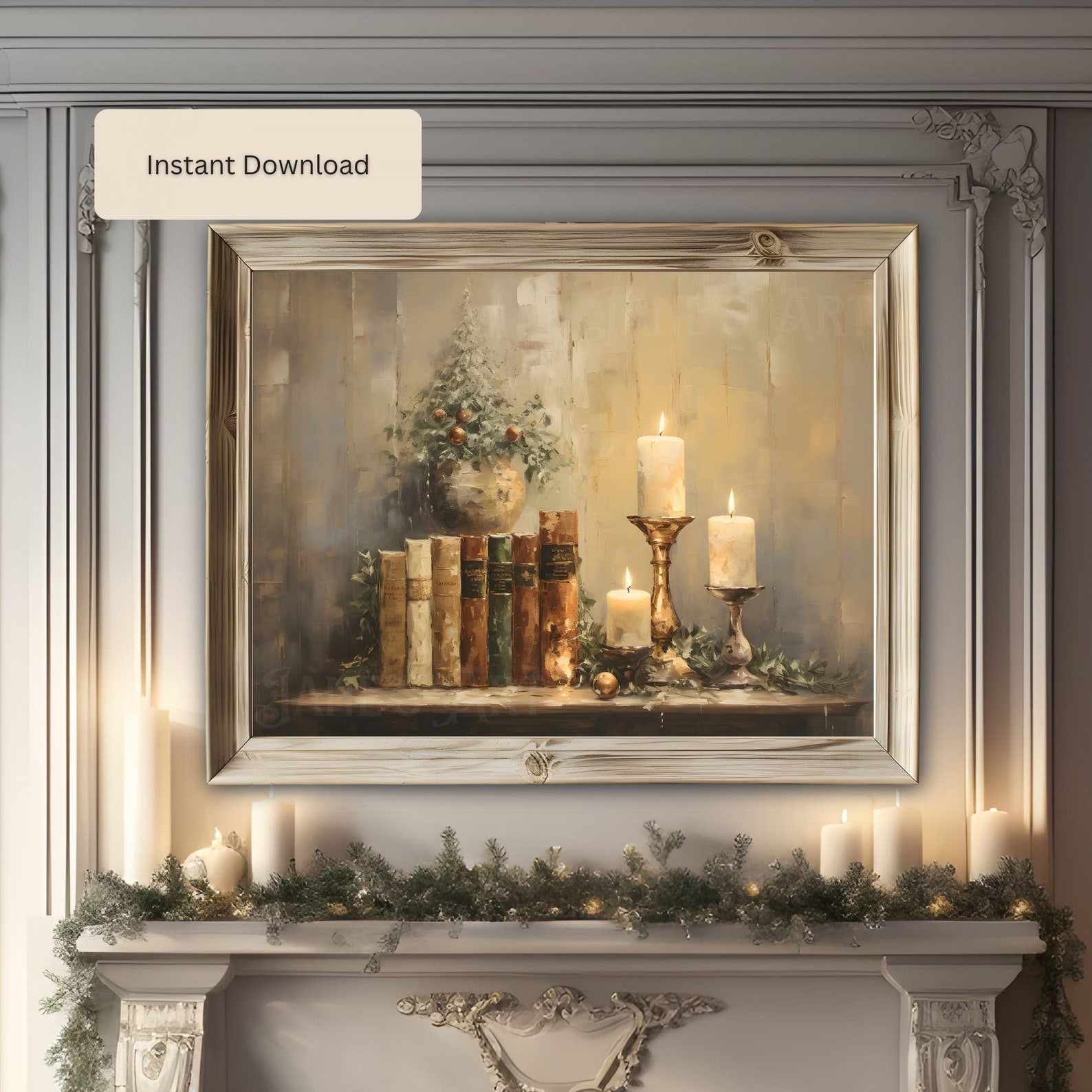 Winter Bookish Printable Wall Art, Cozy Xmas Book Print to Download ...