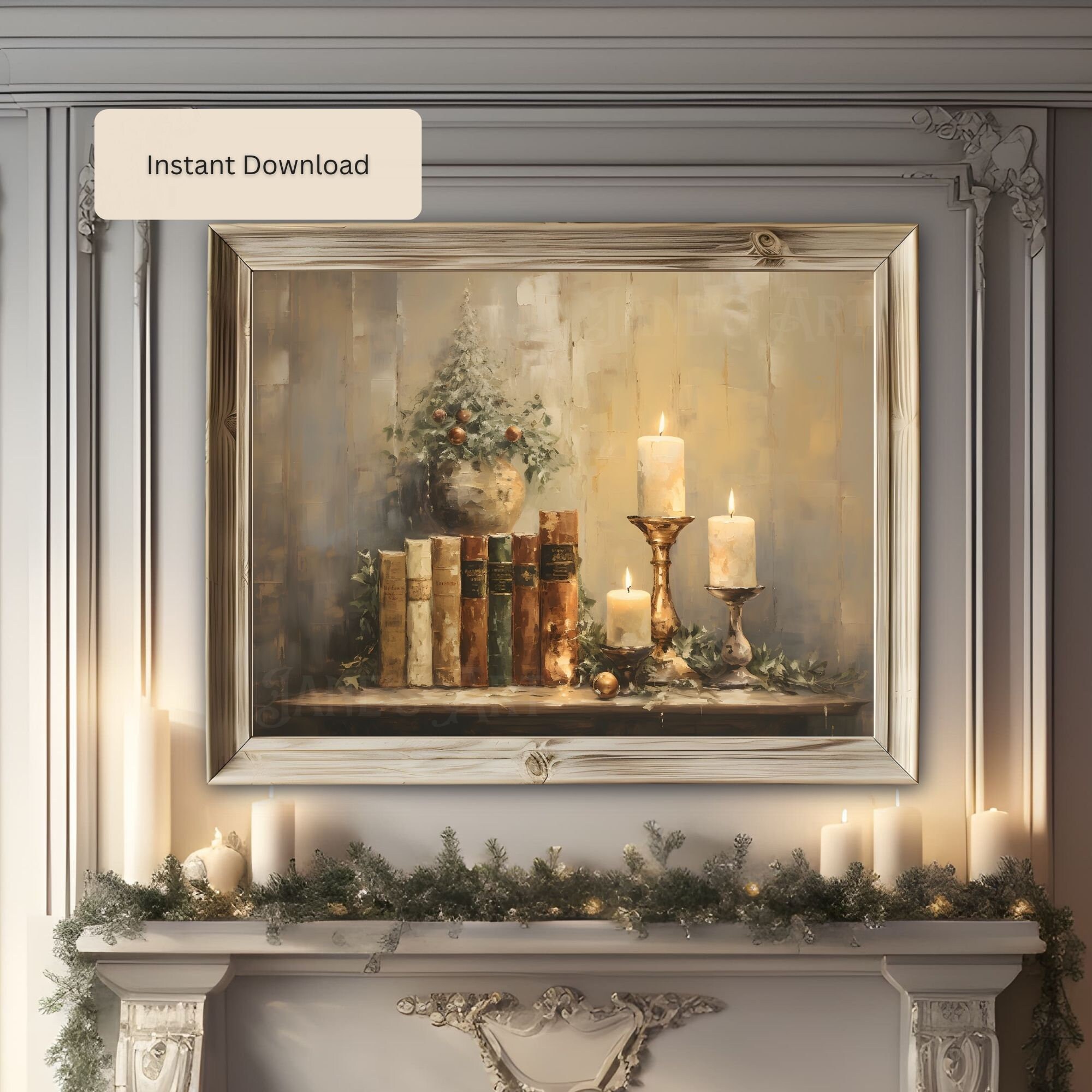 Winter Bookish Printable Wall Art, Cozy Xmas Book Print to Download ...