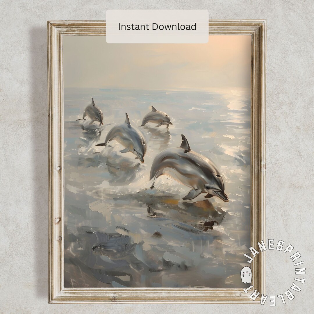 Dolphin Wall Art Digital Print Animal Print Sea Life Print Dolphin Wall ...