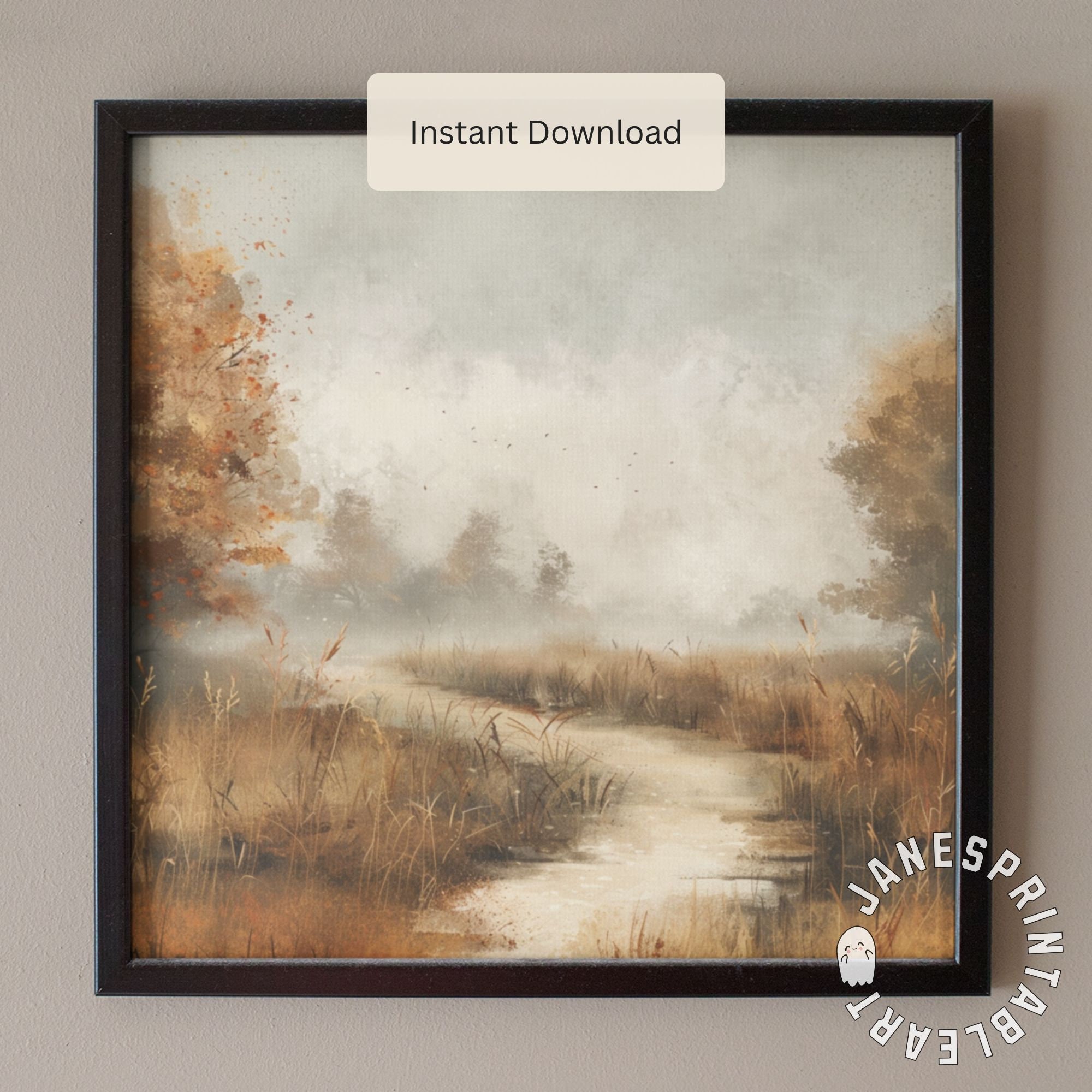 Fall Moody Art Print Digital Download, Muted Tones Autumn Field Picture ...