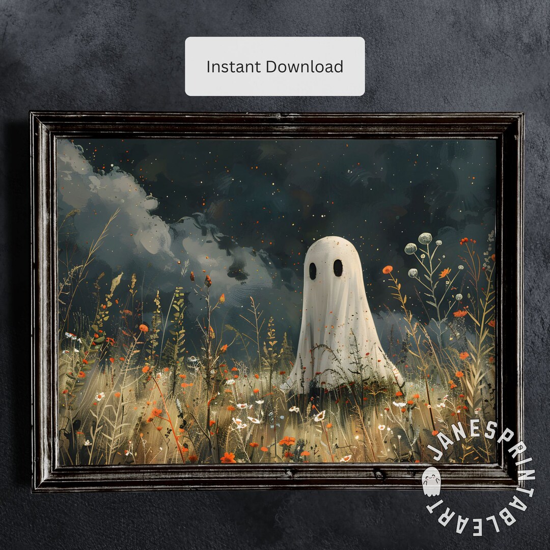 Fall Ghost Picture Printable Wall Art, Dark Academia Spooky Decor ...