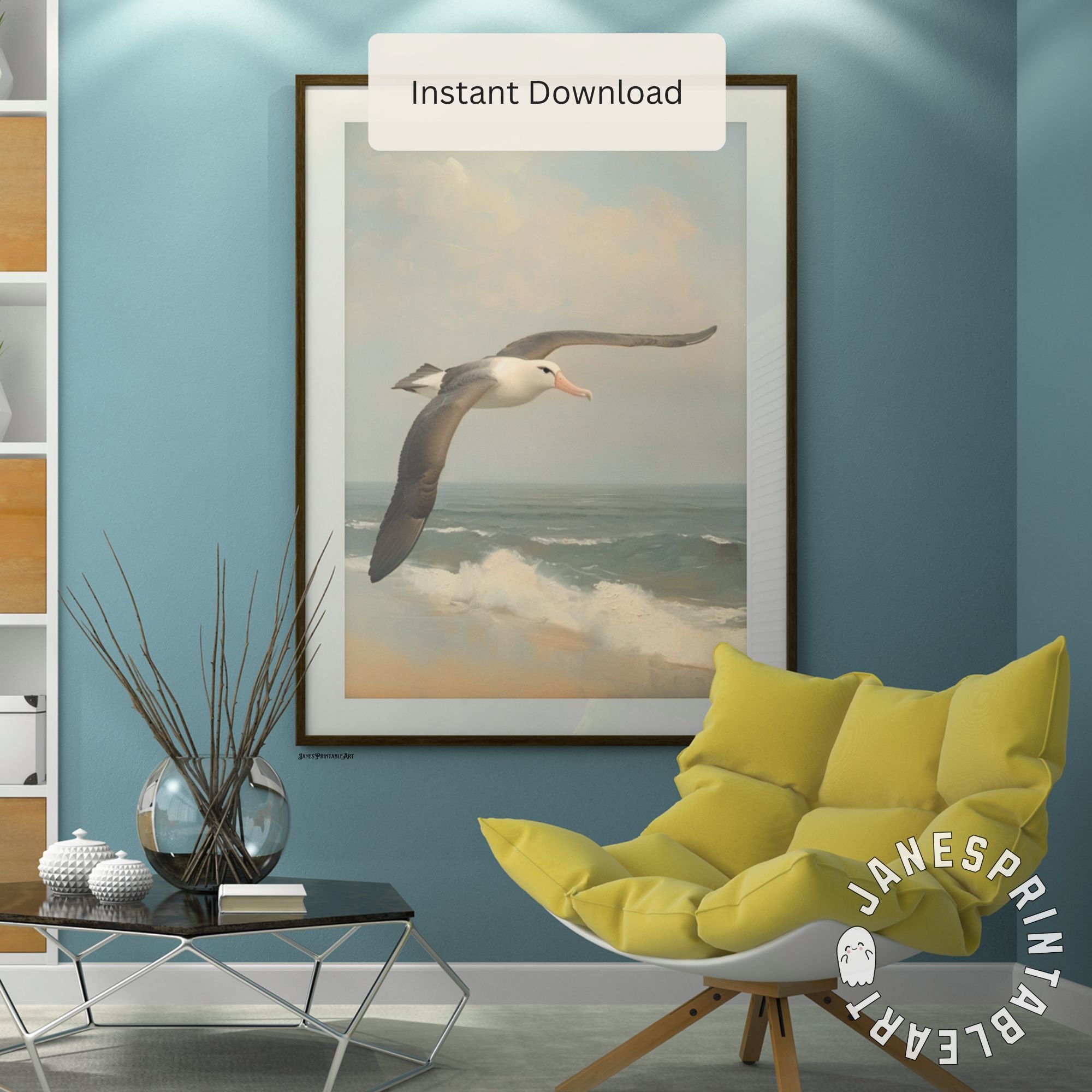 Albatross Bird Printable Wall Art, Vintage Seascape Print Digital ...