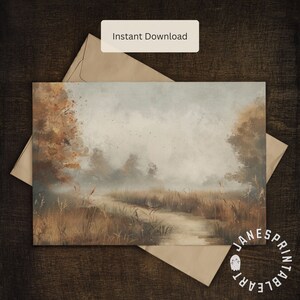 Fall Moody Art Print Digital Download, Muted Tones Autumn Field Picture ...