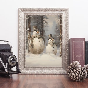 Snowman Printable Wall Art Farmhouse Christmas Decor, Two Vintage ...