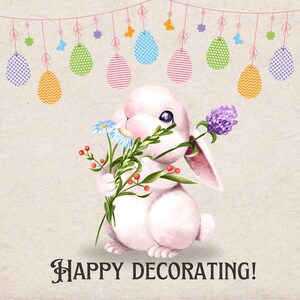 Cute Bunny Printable Wall Art, Spring Easter Farmhouse Home Decor ...