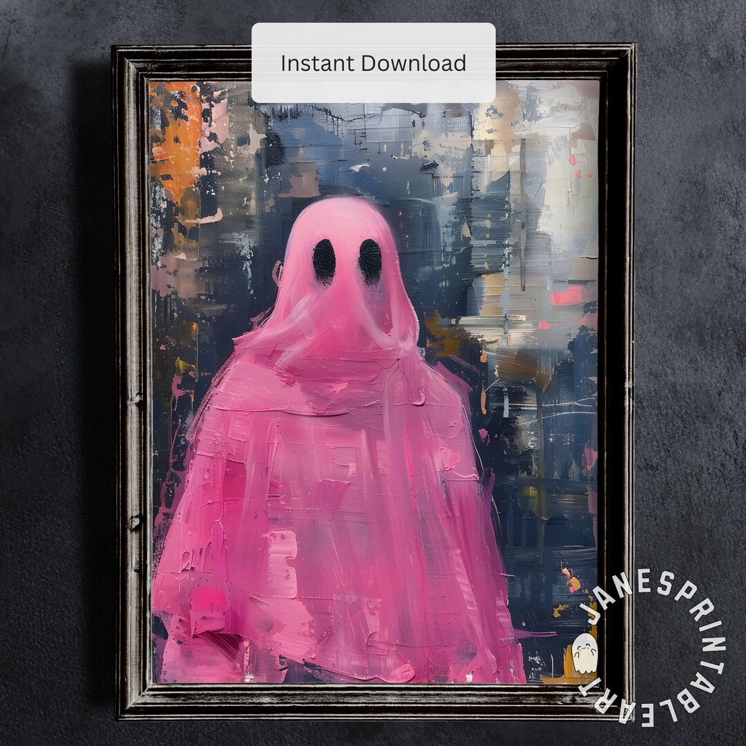 Hot Pink Ghost Printable Wall Art, Girly Halloween Print Digital ...