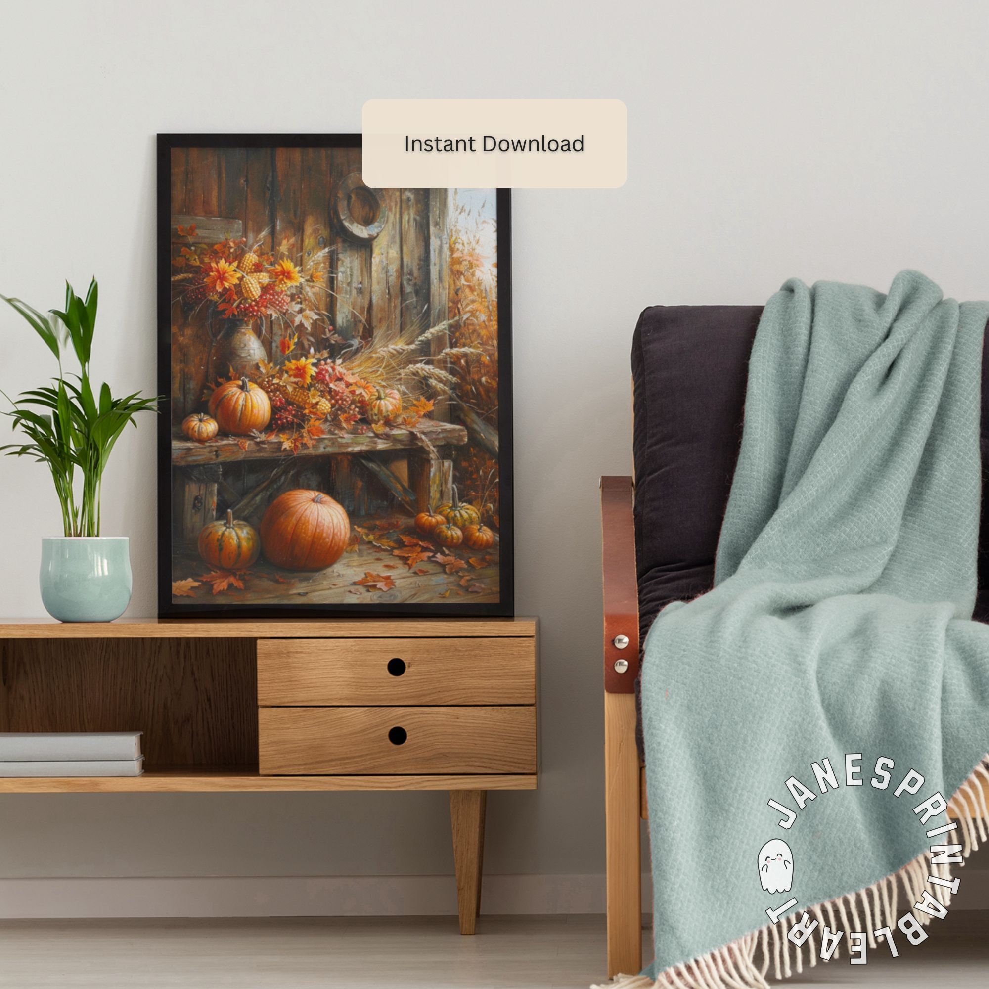 Fall Harvest Print Digital Download, Country Still Life With Pumpkins ...