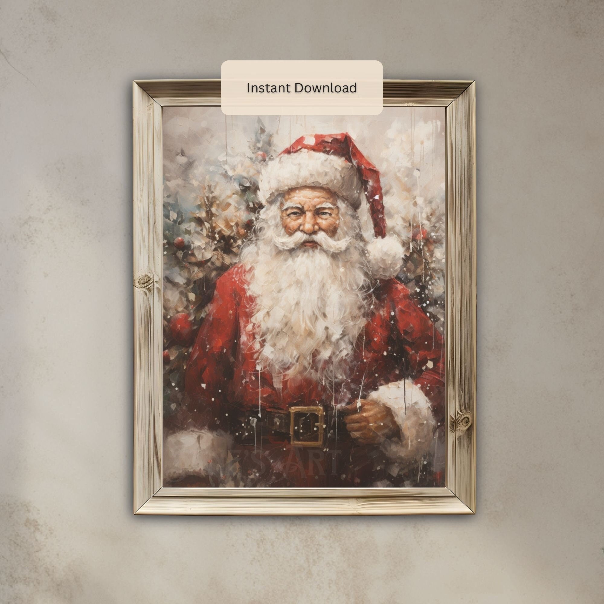 Printable Art Santa Clause Digital Download, Vintage Christmas Print ...