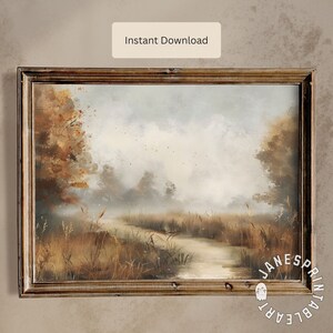 Fall Moody Art Print Digital Download, Muted Tones Autumn Field Picture ...