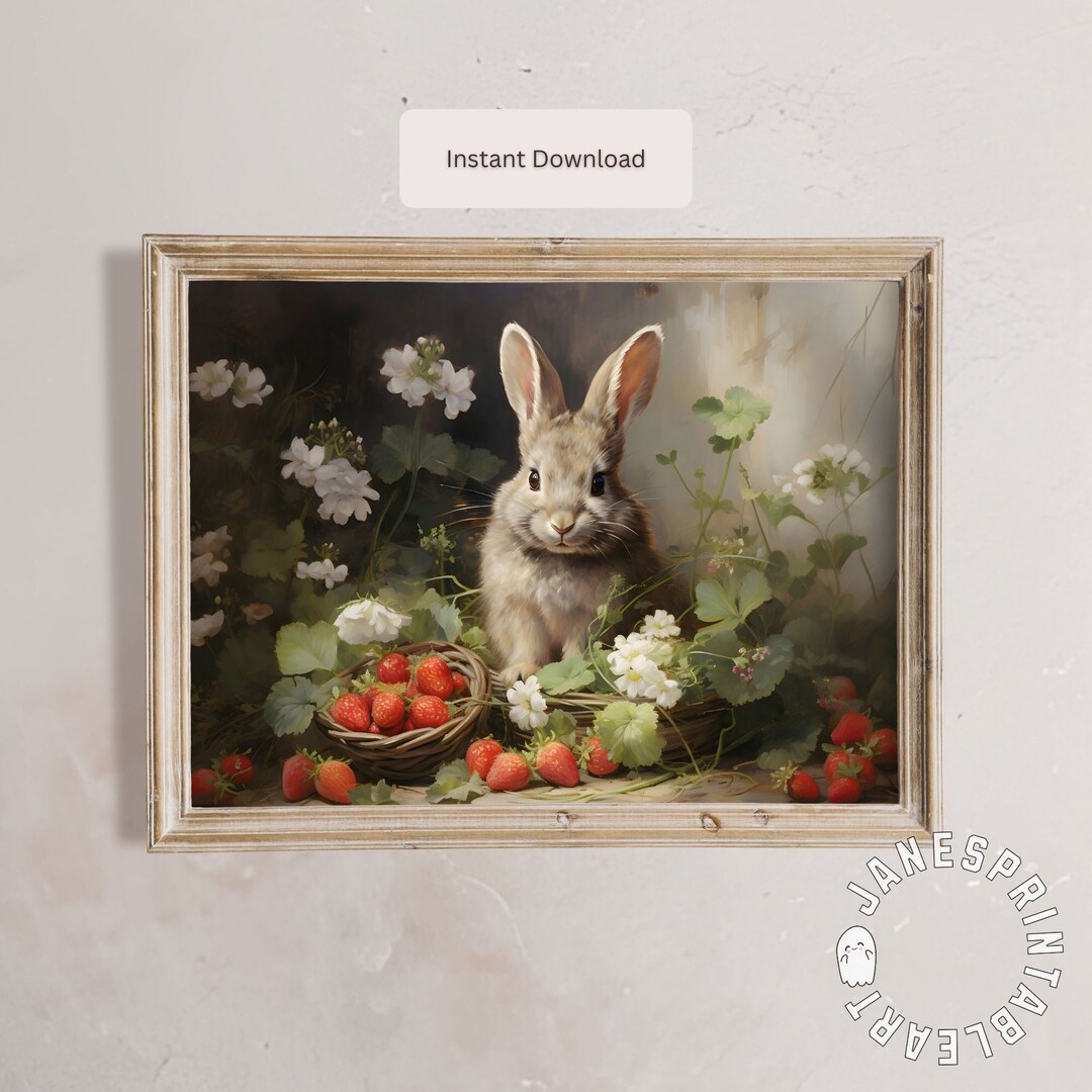 Cute Gray Bunny Printable Wall Art Instant Download, Rabbit and ...