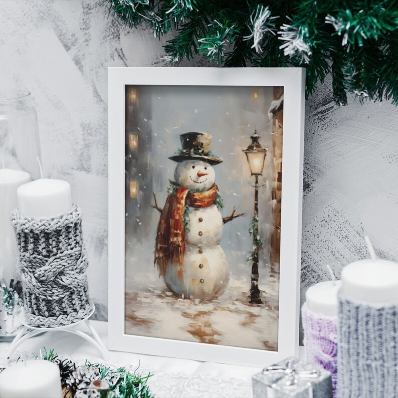 Rustic Holiday Season Snowman Digital Print Instant Download, Vintage ...