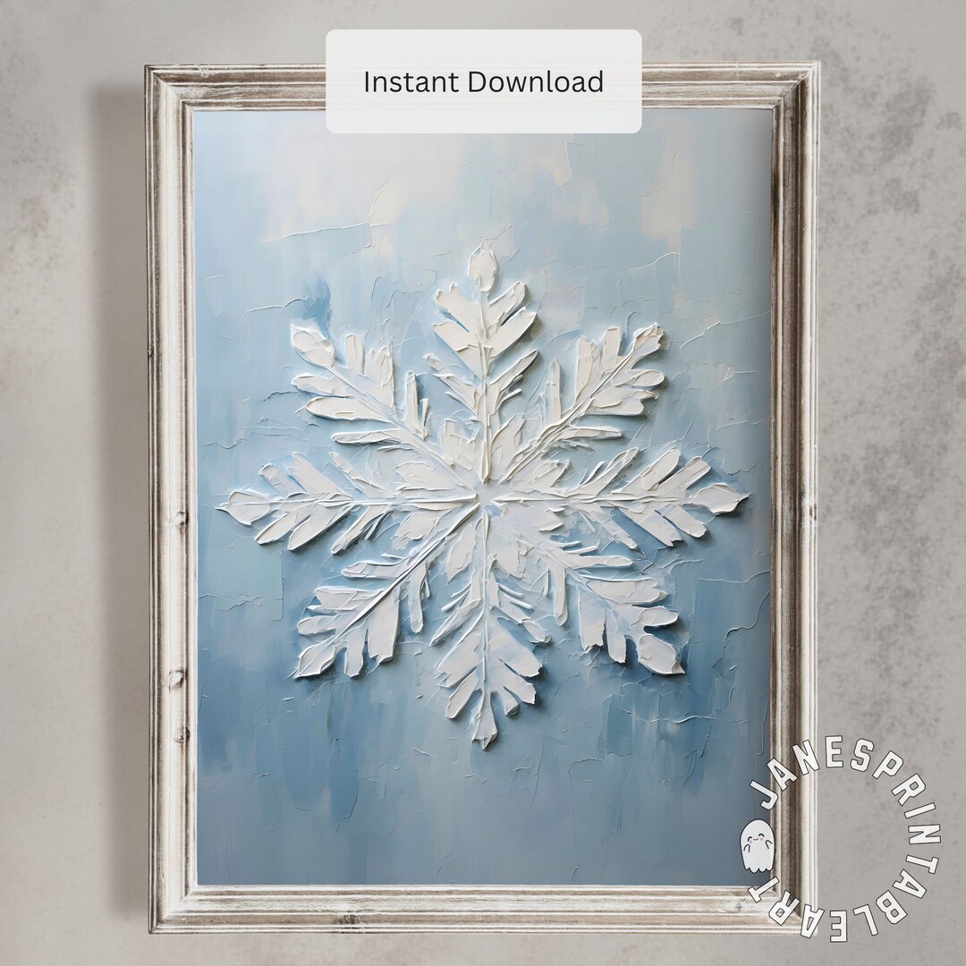Light Blue Christmas Snowflake Picture Digital Download, Snowflake Art ...