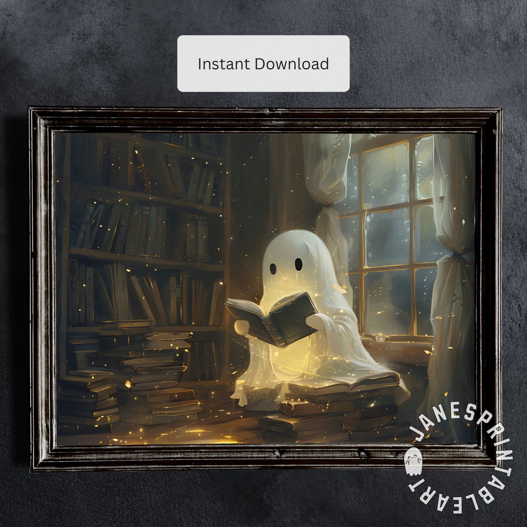 Book Lover Ghost Instant Download, Spooky Bookish Halloween Printable ...