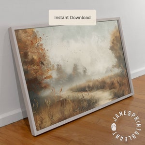 Fall Moody Art Print Digital Download, Muted Tones Autumn Field Picture ...