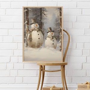 Snowman Printable Wall Art Farmhouse Christmas Decor, Two Vintage ...