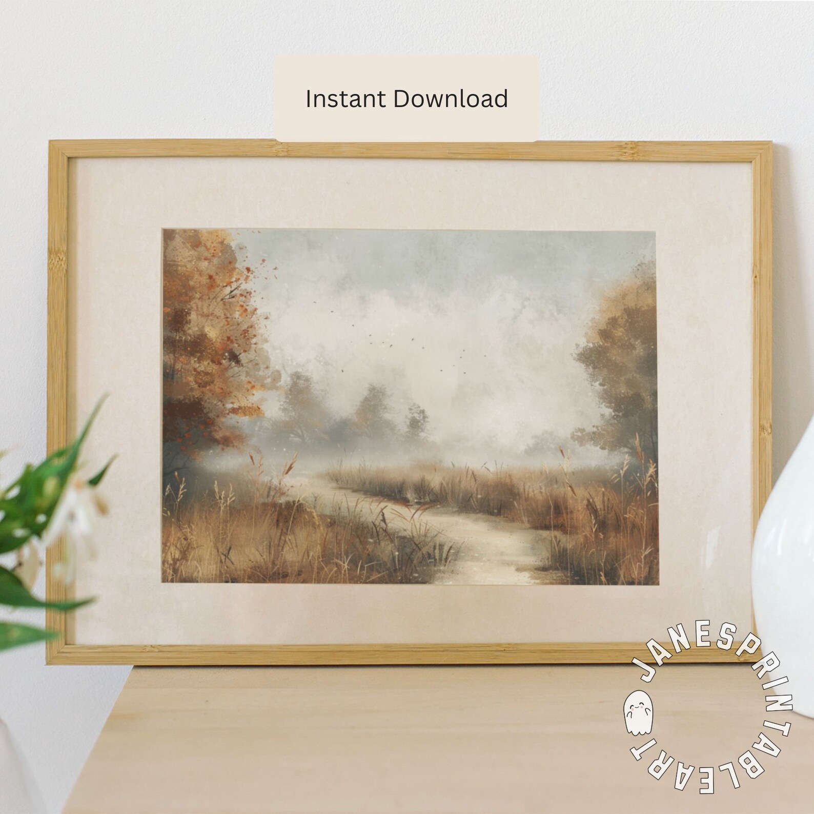 Fall Moody Art Print Digital Download, Muted Tones Autumn Field Picture ...