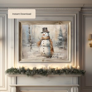 Rustic Snowman Printable Wall Art for Cozy Winter Holidays, Vintage ...