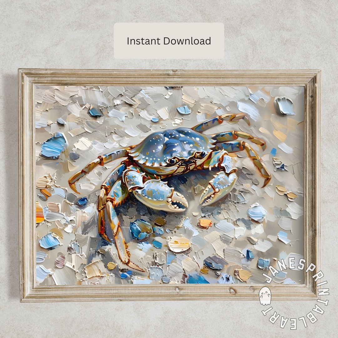 Maryland Blue Crab Printable Wall Art, Vintage Coastal Print Digital ...