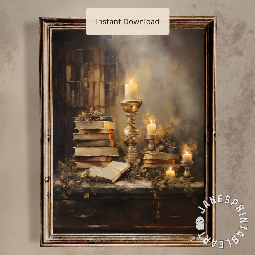 Cozy Winter Print Poster to Download, Christmas Bookish Printable Wall ...