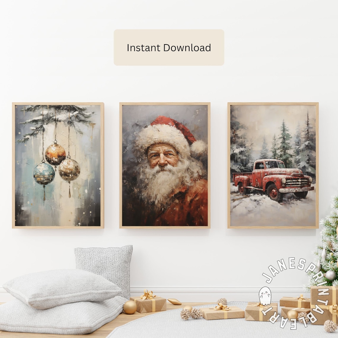 Christmas Printable Wall Art Set of 6 Instant Download, Cozy Holiday ...