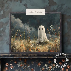 Fall Ghost Picture Printable Wall Art, Dark Academia Spooky Decor ...
