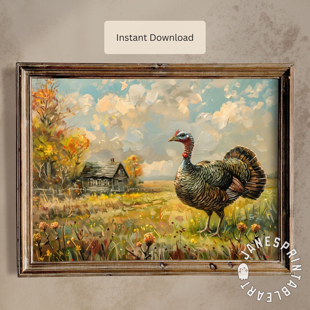 Thanksgiving Art Print Digital Download, Turkey Bird Printable Wall Art ...