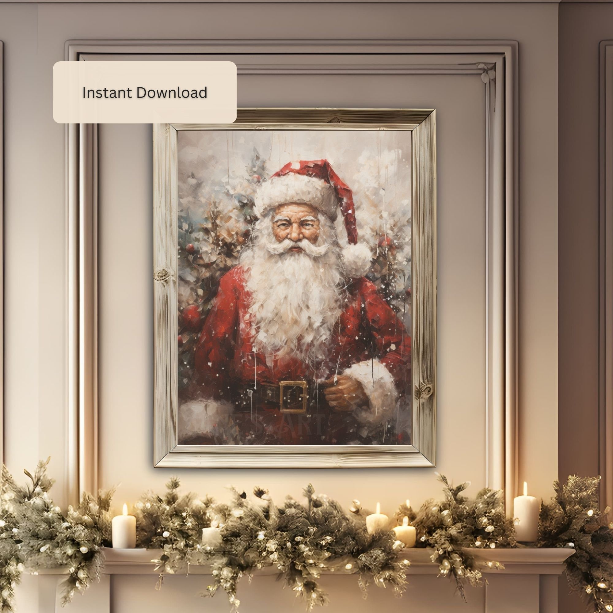 Printable Art Santa Clause Digital Download, Vintage Christmas Print ...