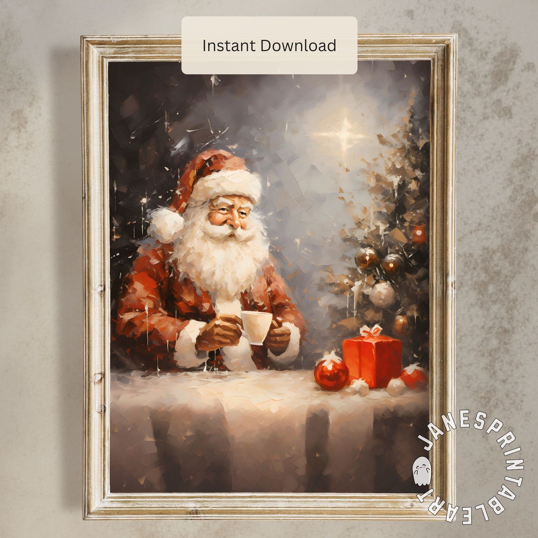 Santa Coffee Lover Printable Wall Art, Festive Christmas Coffee Bar ...