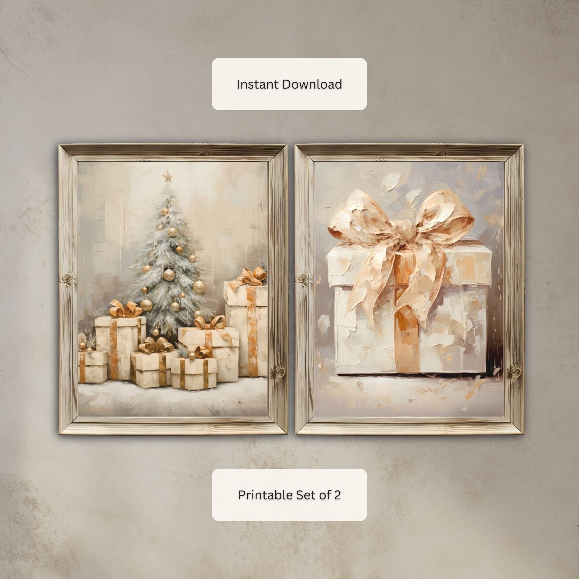 Preppy Christmas Set of 2 Wall Print Paint Instant Download - Etsy