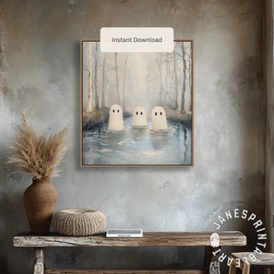 Spooky Cute Ghost Painting Digital Download, Pastel Blue Ghost ...