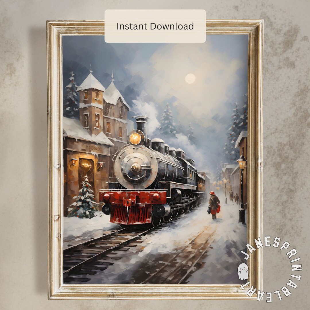 Christmas Train Digital Print | Winter Train Poster | Steaming ...
