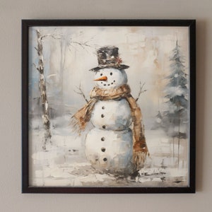 Rustic Snowman Printable Wall Art for Cozy Winter Holidays, Vintage ...
