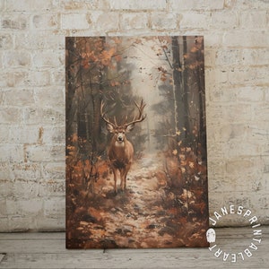 Fall Deer Painting Printable Wall Art, Autumn Forest Farmhouse Wall ...