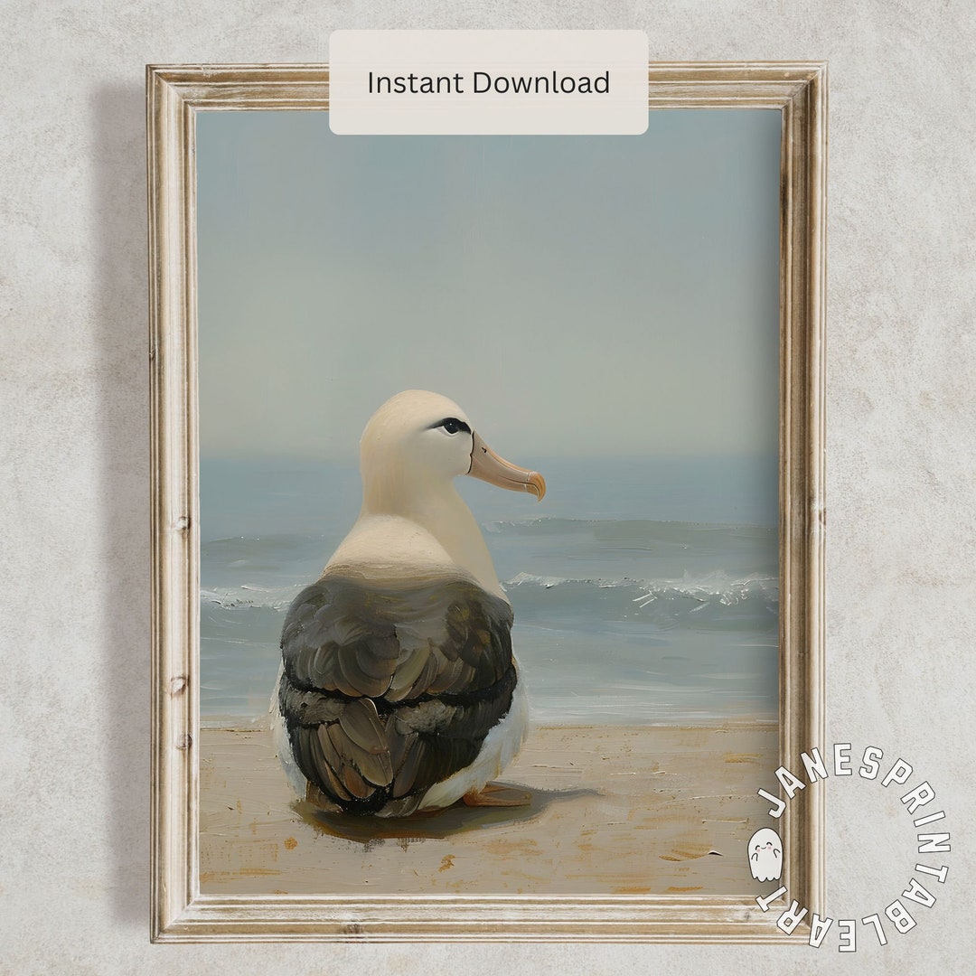 Albatross Bird Printable Wall Art, Coastal Aesthetic Beach House Summer ...