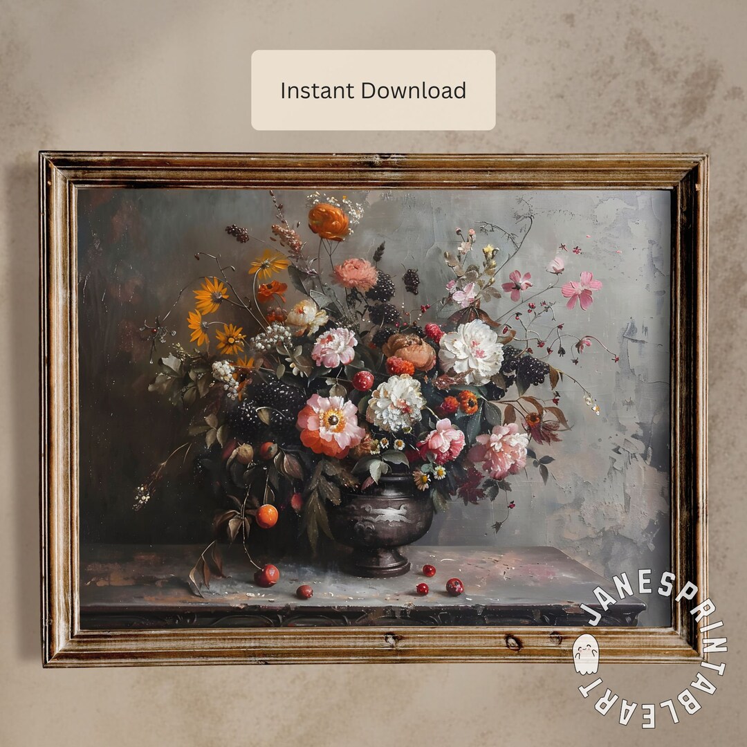 Fall Flowers Print Digital Download, Autumn Floral Still Life Printable ...