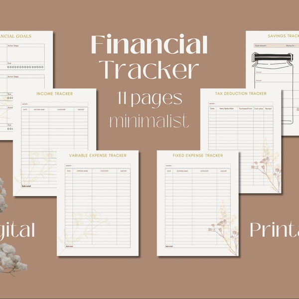 Financial Tracker Minimalist Tracker Printable Tracker Instant Download ...