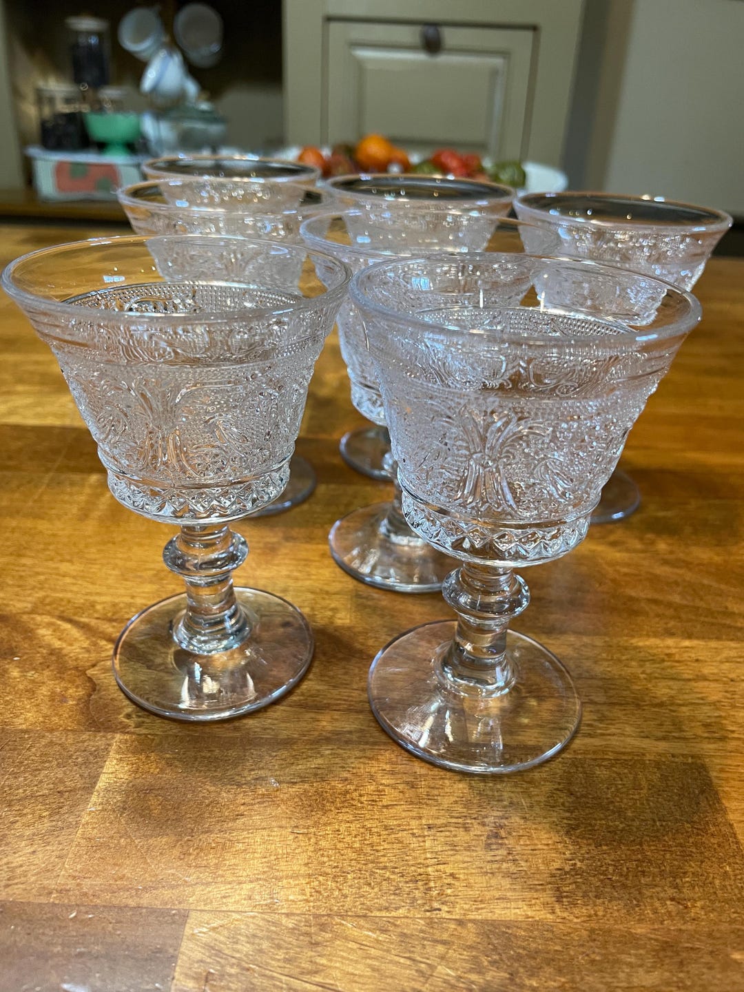 Vintage Duncan & Miller “sandwich” Pattern Wine Cordial Glasses - Set ...