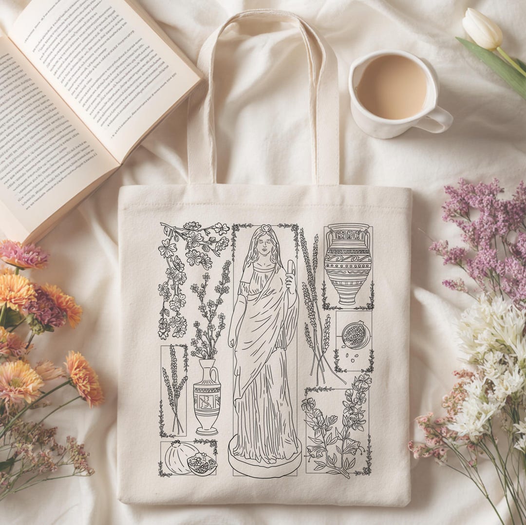 Goddess Tote Bag | Persephone Line Art Canvas Tote | Divine Feminine ...