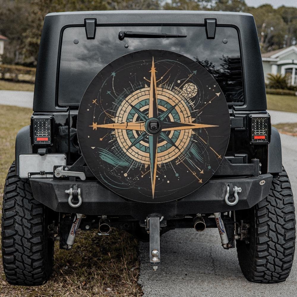 Spare Tire Cover Compass Abstract for Jeep Ford Bronco Mercedes G-class ...