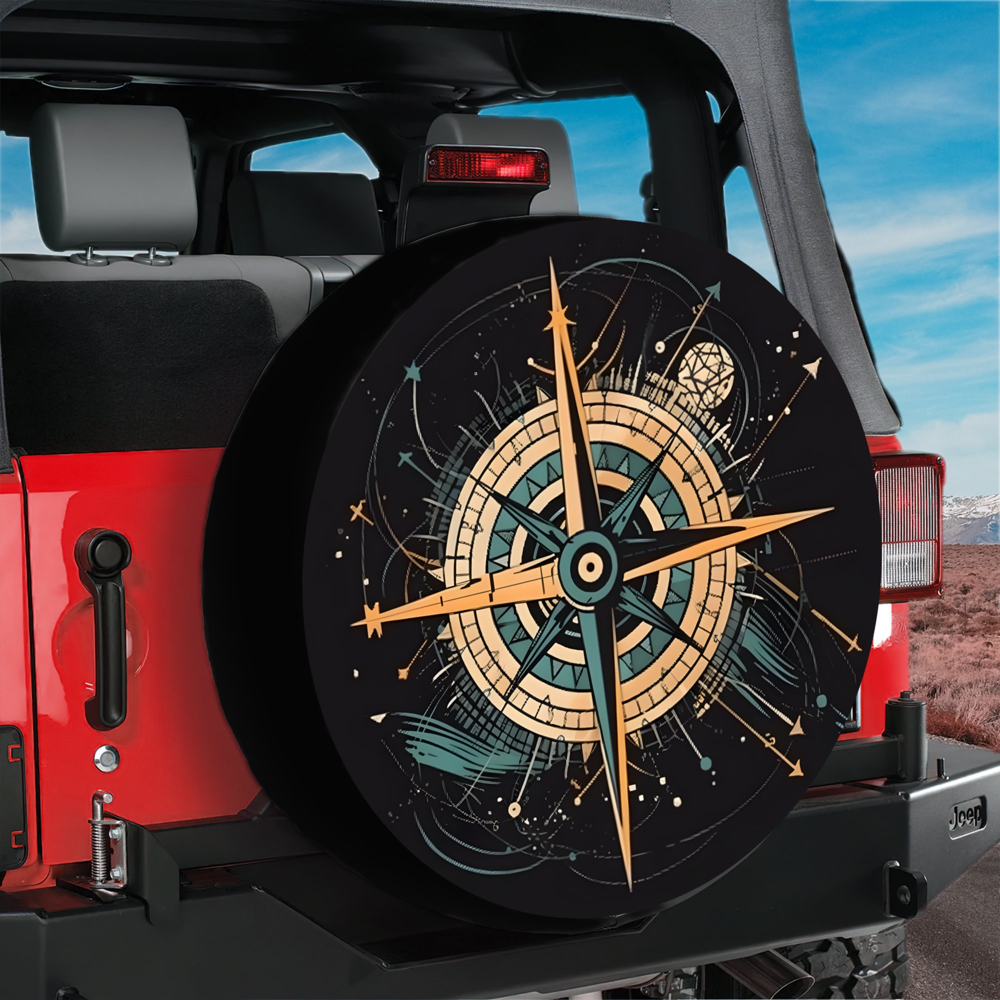 Spare Tire Cover Compass Abstract for Jeep Ford Bronco Mercedes G-class ...
