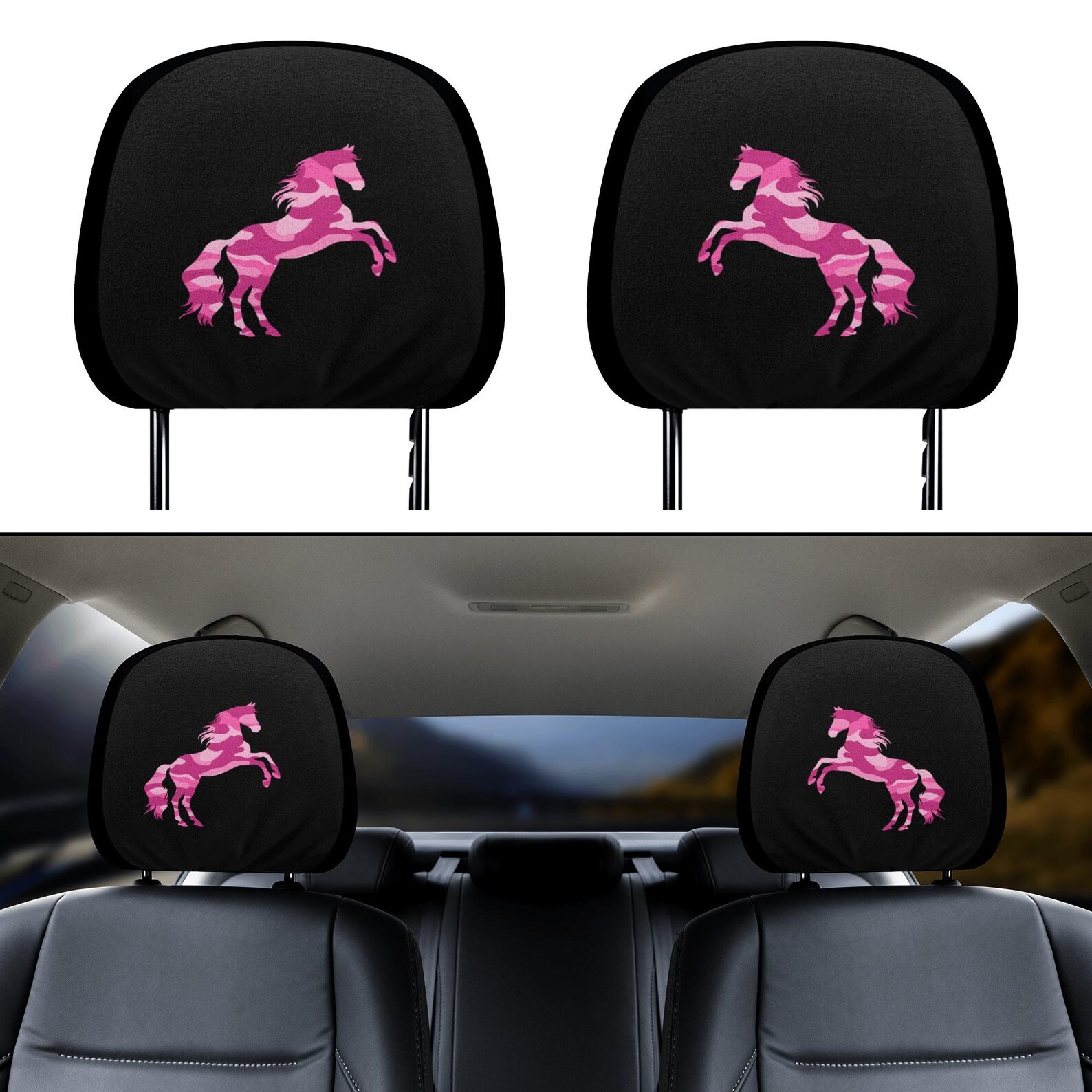Bronco Headrest Covers for Ford Bronco Pink Horse White Bronco ...