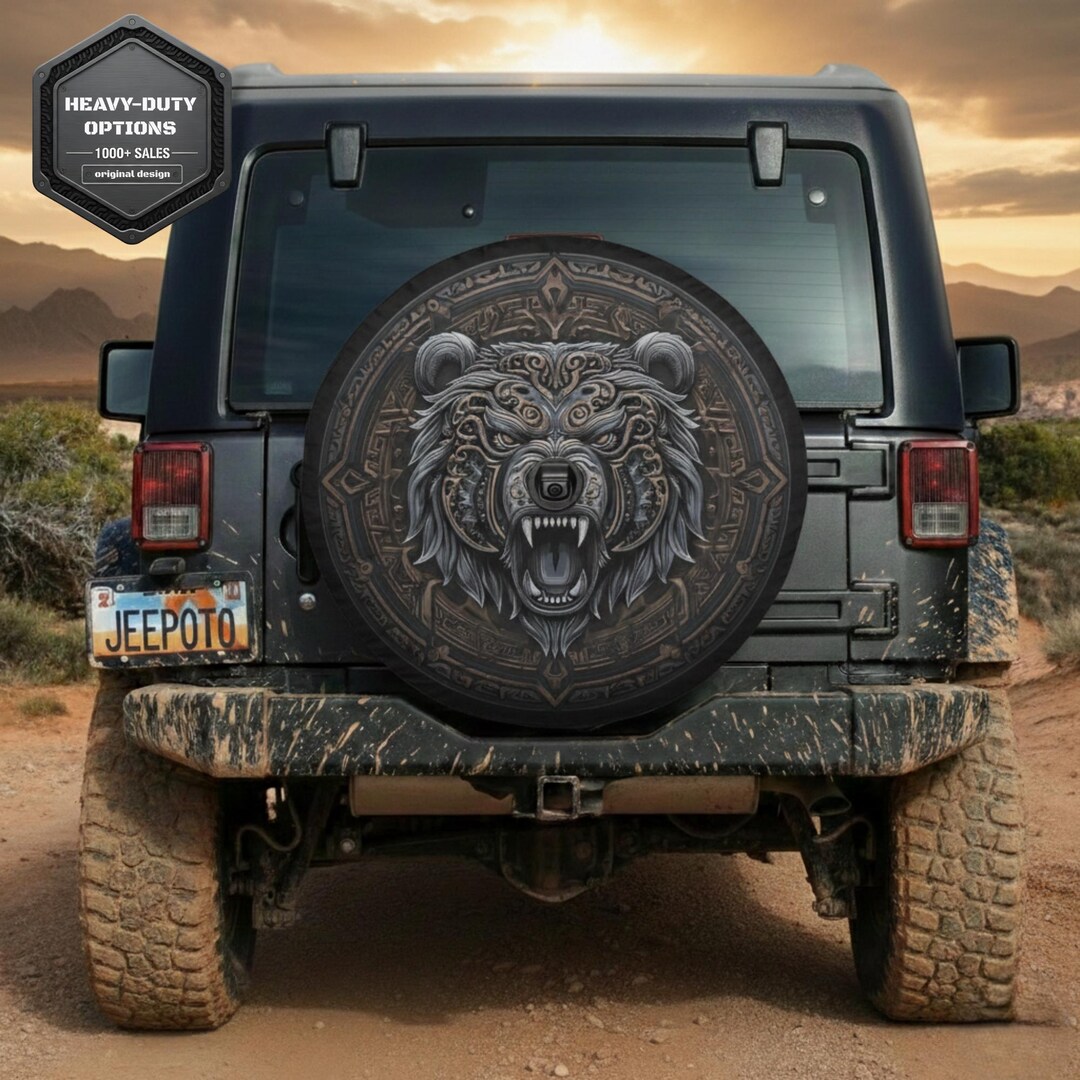 Grizzly Bear Spare Tire Cover: Bronze & Silver Metal, All Sizes, Heavy ...