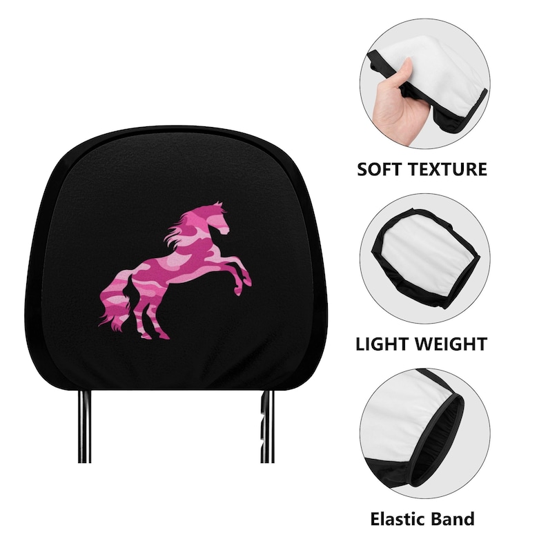 Bronco Headrest Covers for Ford Bronco Pink Horse White Bronco ...