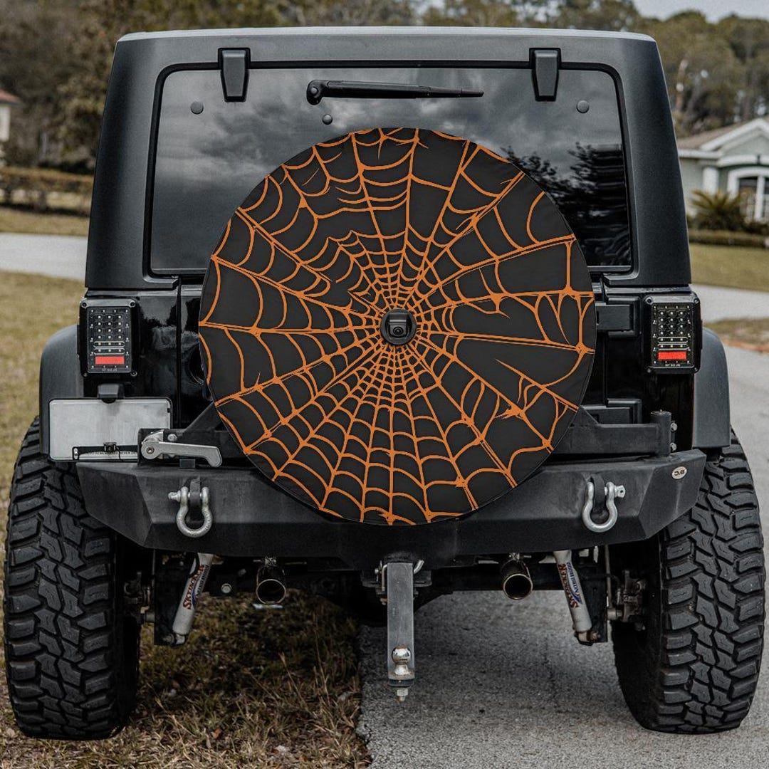 Spare Tire Cover Orange Spider Web Spooky HALLOWEEN Decoration, Funny ...