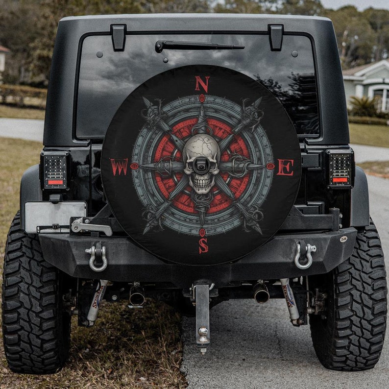 Spare Tire Cover Skull Red Compass HALLOWEEN for Bronco G-class Land ...